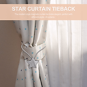 DOITOOL Holder Decorative Tiebacks Holdback Drape Magnetic Buckle for Bedroom Modern Clips Tieback Ties Accessories Holdbacks Home Window Rope Holdback, Weave Curtains Star Backs Tie