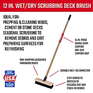 CRAFTSMAN CMXMKIT0080 3-Piece Heavy Duty Cleaning Tool Set with 10 in.All-Surface Wash,12 in. Scrubbing Deck Brush & 18 in. Push Broom, Brown