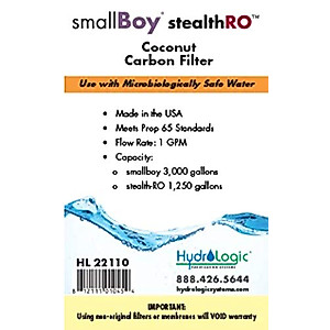 Hydro-Logic 22110 9.75-Inch by 2.5-Inch Stealth RO/Small Boy Carbon Filter Green Coconut