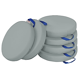 ECR4Kids SoftZone Floor Cushions with Handles, 2" Deluxe Foam, Round, Grey, (6-Pack)