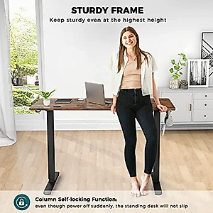 Standing Desk, 40 x 24 in Electric Height Adjustable Computer Desk Home Office Desks Sit Stand up Desk Computer Table with Memory Controller/Headphone Hook, Rustic Brown