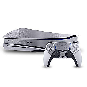 Brushed Silver Metal - Air Release Vinyl Decal Mod Skin Kit by System Skins - Compatible with PlayStation 5 Console (PS5)