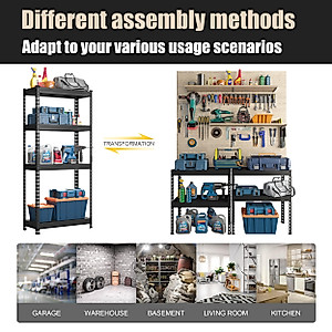 PrimeZone All Metal 36" W x 16" D x 71" H Storage Shelves - 5 Tier Heavy Duty Adjustable Garage Shelving Unit, Freestanding Utility Shelf Rack Organizer for Warehouse Pantry Kitchen, Black