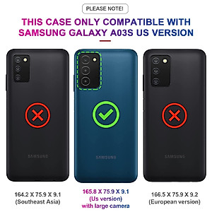 LeYi Compatible for Samsung Galaxy A03s Phone Case: Galaxy AO3s Phone Case with Slide Camera Cover + [2 Packs] Screen Protector, 360 Full Body Military-Grade Phone Case with Kickstand for A03s, Black
