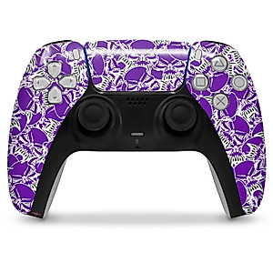 WraptorSkinz Skin Wrap compatible with Sony PS5 DualSense Controller Scattered Skulls Purple (CONTROLLER NOT INCLUDED)