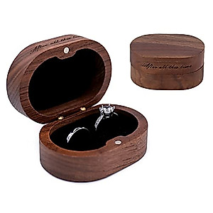 FunisFun Engagement Ring Box, Ring Bearer Box for Two Rings, Small Wooden Ring Box for Proposal/Wedding/Ceremony/Birthday/Gift, the Witness of Love (Walnut)