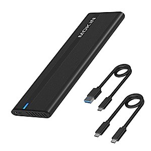 MOKiN M.2 NVMe SATA SSD Enclosure Adapter Tool-Free,USB C 3.2 Gen 2 10Gbps M.2 NVMe,6Gbps SATA PCIe M-Key(B+M Key), NVMe M.2 Enclosure Support UASP Trim for 2242/2260/2280 SSD