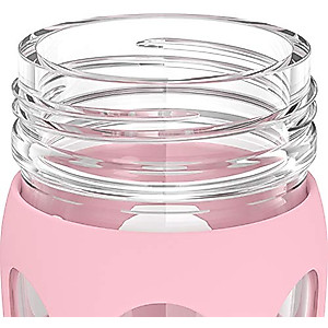 Lifefactory 22-Ounce Glass Water Bottle with Active Flip Cap and Protective Silicone Sleeve, Desert Rose