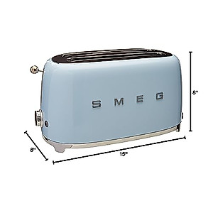 Smeg TSF02PBUS 50's Retro Style Aesthetic 4 Slice Toaster, Pastel Blue