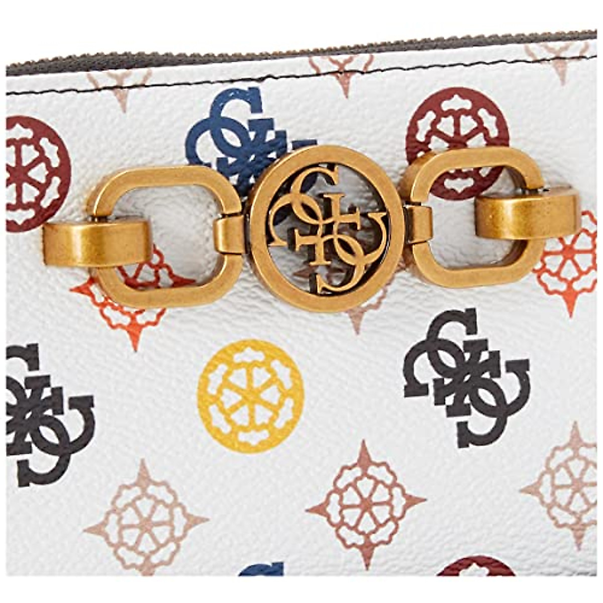 GUESS womens Noelle Large Zip Around Wallet, White Multi, One size US