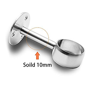 Jiozermi 6 Pcs 1 Inch Ceiling Mount Curtain Rod Bracket, 2.55 Inch Height Flange Closet Rod Holder, Heavy Duty Stainless Steel Shower Curtain Rod Socket, Closet Rod End Supports, Brushed Finish