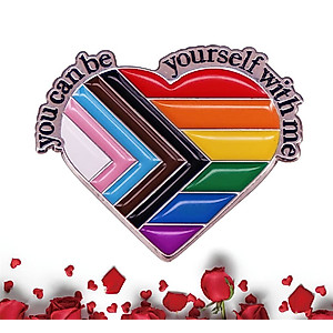 LATINDAY 1 Pack Irregular Heart Enamel Pin Decorative YOU CAN BE YOURSELF WITH ME Brooch Creative Fashion Badge Gay Transgender Art Accessory for Jackets Cotton Shirts Skirts Canvas Bags Denim