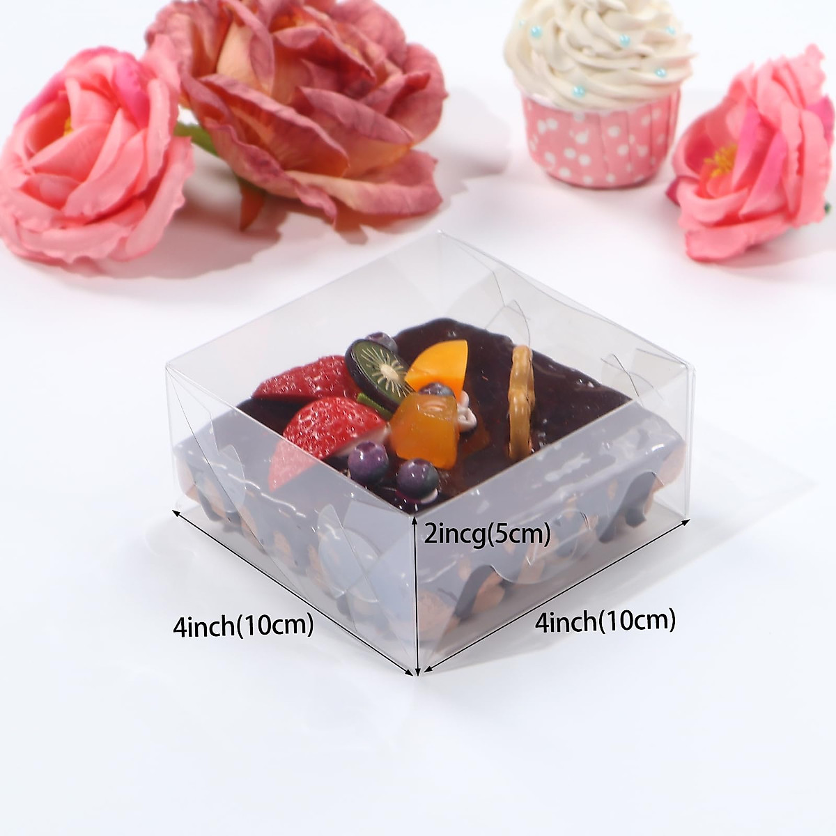 TEMLQPACK 20pcs 4x4x2 Inch Bakery Boxes with Window Cookies Boxes Soap Box Chocolate Truffle boxes Macaron Boxes Gift Treat Boxes for Cake Browine pastries, Dount or gifts goodies Party Favor