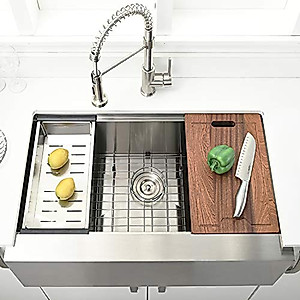 33 Inch Farmhouse Sink Workstation Stainless Steel -VOKIM 33X22 inch Farmhouse Sink 16 Gauge Stainless Steel Ledge Workstation Flat Apron-front Single Bowl Farm Kitchen Sink