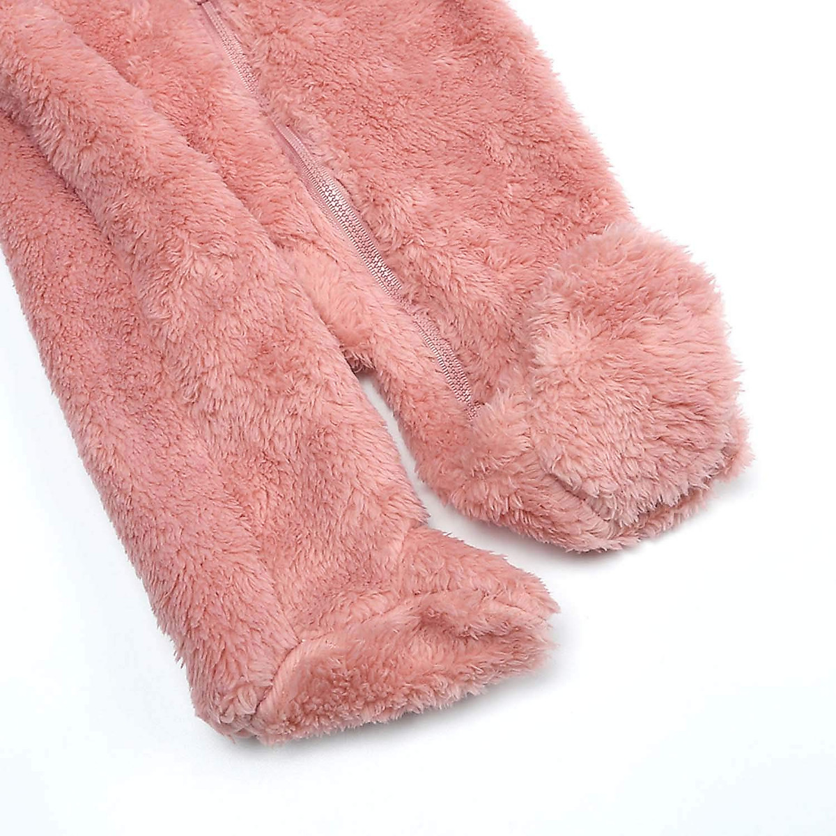 Newborn Baby Warm Snowsuit Cotton Fleece Hooded Romper Bear Pattern Jumpsuit for Baby Girl Boy Pink 0-3M