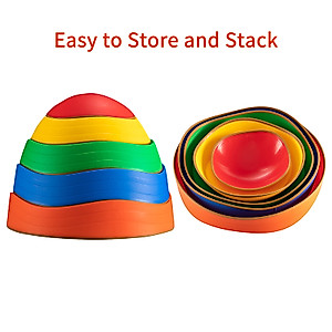 BEJOY Balance Stepping Stones for Kids Portable Stepping Blocks with Non-Slip Rubber Grips River Stones Indoor & Outdoor Toy for Kids 5 pcs