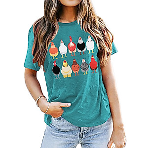 Chicken Shirt for Women Farm Life T Shirt Funny Chicken Graphic Tee Shirts Casual Love Chickens Tops