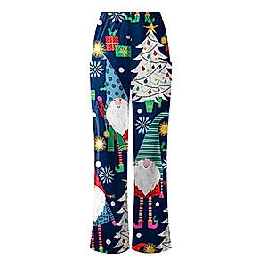 Christmas Graphic Print High Waisted Sweatpants for Women Snowman Print Wide Leg Workout Active Joggers Casual Plus Size Lounge Bottoms with Pockets Z2-Blue XL