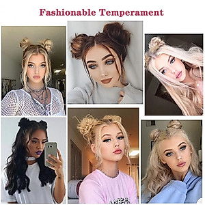 ZMVA 2PCS Cat Ears Hair Donut Chignon Claw Clip in Messy Hair Bun Mini Claw Clip in Updo Bun Extensions Wig Accessory Ponytail Hairpieces for Women and Girls (30#)