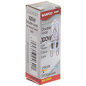 Satco S4642 100 Watt 1700 Lumens T4 Halogen G9 Double Loop Base 120 Volt Clear Light Bulb, Dimmable