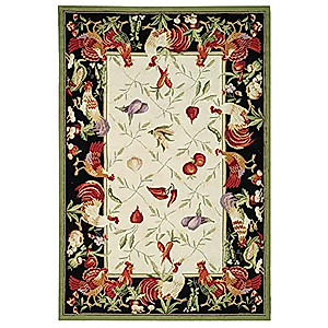 SAFAVIEH Chelsea Collection Area Rug - 6' x 9', Ivory & Black, Hand-Hooked French Country Wool, Ideal for High Traffic Areas in Living Room, Bedroom (HK94A)