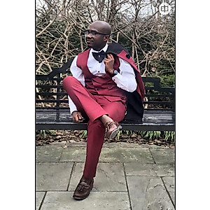 Men's Formal Wear Slim Fit 3 Piece Suit One Button Business Wedding Prom Suits Blazer Tux Vest & Trousers Purple