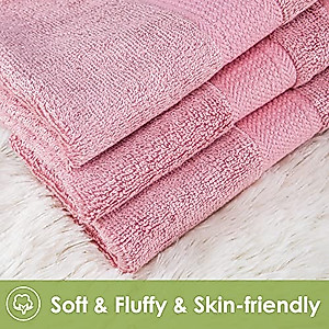 CANFOISON Bamboo Hand Towel for Face and Body, 2 Pack Pink Bathroom Hand Towel Set for Adult Kids Baby Luxury Super Soft Highly Absorbent Bathroom Towels 18" x 30"