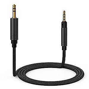 Replacement Cable for Sennheiser HD598 HD558 HD518 HD579 HD599 HD569 HD598 Cs, ATH-M40x ATH-M50x ATH-M70x Headphones Cord, 6.5 Feet/2.0 M 3.5mm to 2.5mm Headphone Audio Cable Nylon Braided Wire-Black