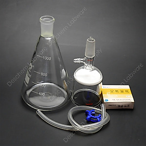 Deschem 1000ml,Suction Filtration Device,200ml Buchner Funnel,1L Erlenmeyer Flask,70mm Filter Paper