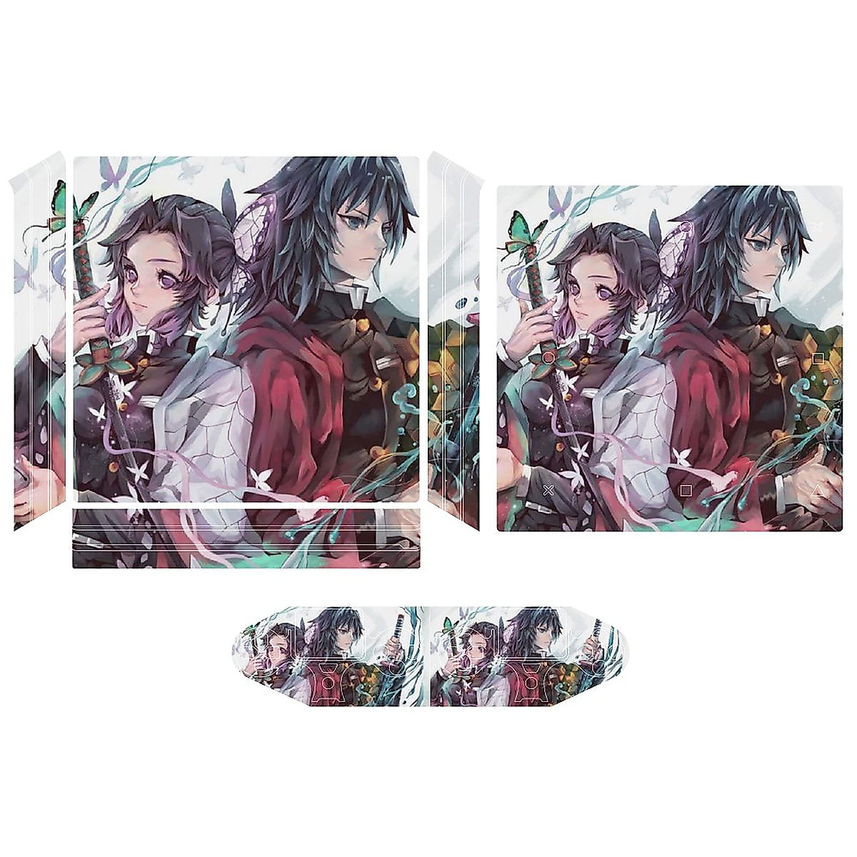 Anime boy girl Kochou Shinobu PS4pro controller and console skin sticker protective cover wireless/wired gamepad controller Full body skin Body Vinyl Sticker Decal Cover Skin