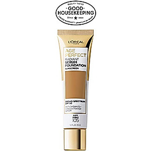L'Oreal Paris Age Perfect Radiant Serum Foundation with SPF 50, Soft Sable, 1 Ounce