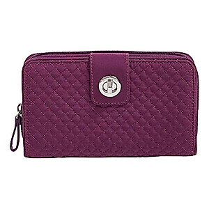 Vera Bradley Iconic RFID Turnlock Wallet in Gloxinia Purple Microfiber