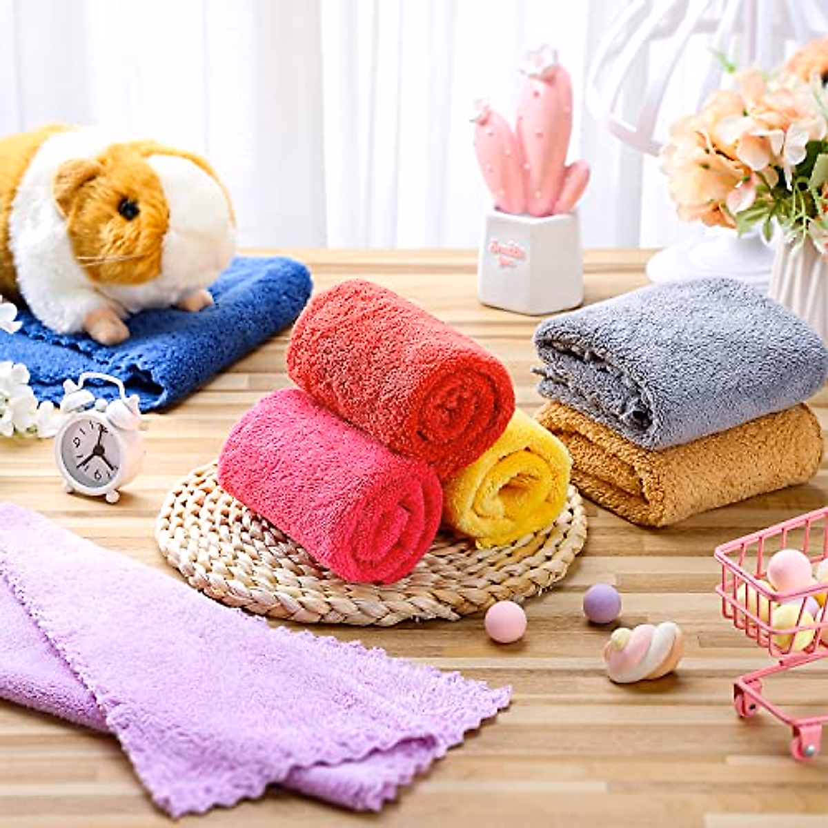 8 Pieces Guinea Pigs Blankets Guinea Pig Accessories Hamster Fleece Cage Liners Small Animal Bedding Mats Bathe Towels Warm Blankets for Guinea Pig Hamster Ferrets Hedgehogs