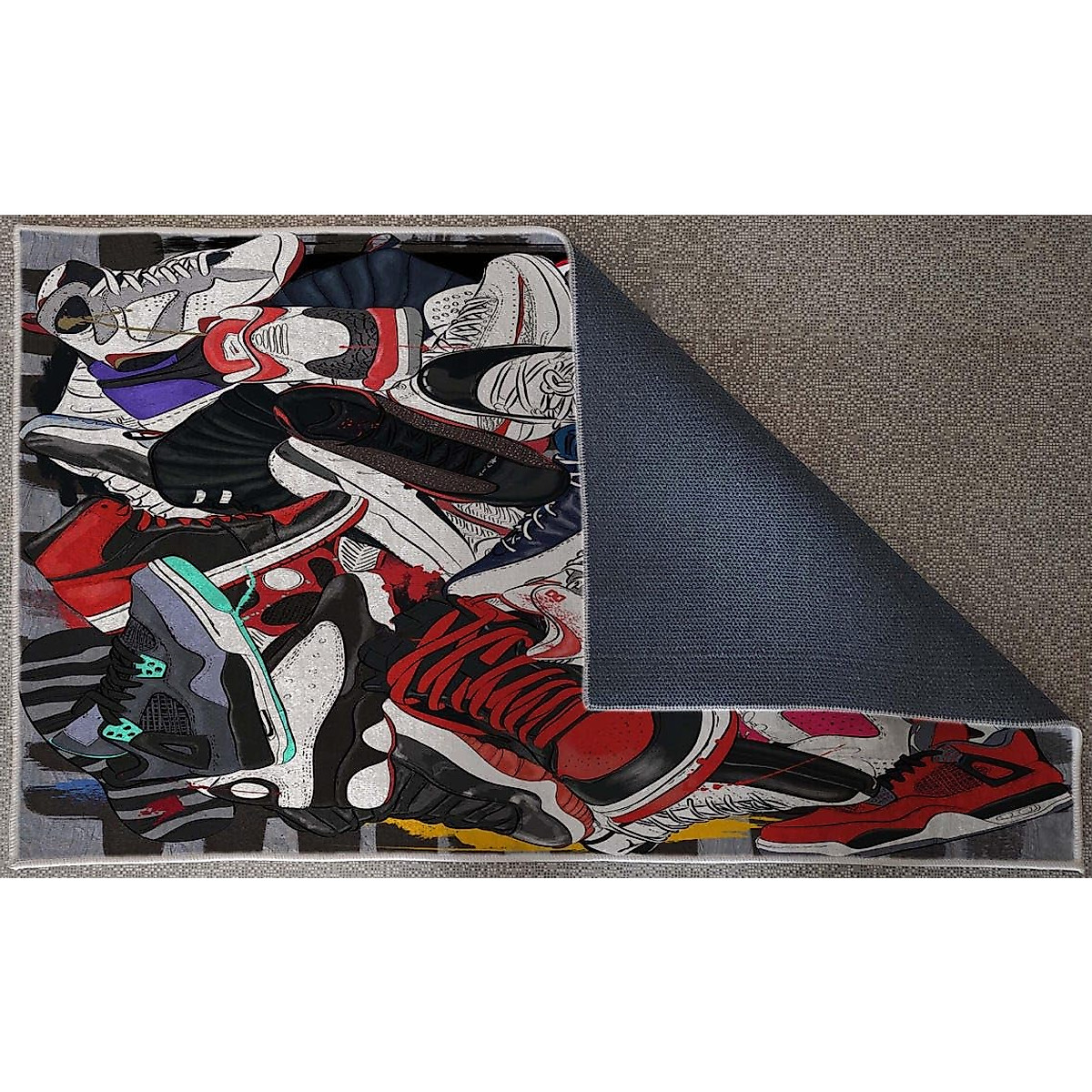 Generic Sneakers Rug, Sneakers, Shoes Rug, Street Rug, Cool Rug, Sneakers Decor Rug, Sneaker Art, Fashion Street Rug, 5.2 x 7.5 feet, Colourful