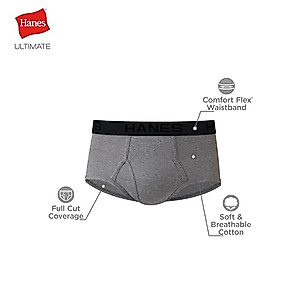 Hanes Mens Tagless Briefs, Soft Moisture Wicking Underwear, 7-pack Briefs-underwear, Gray/Black - 7 Pack, Large US