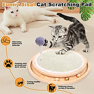 Cooenia Cat Toy Roller Scratcher Pad 2-Level Turntable Sisal Scratching 3 Tracks Balls for Indoor Cats Interactive Kitten Fun Mental Physical Exercise Puzzle