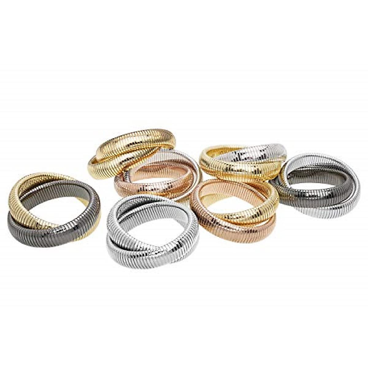 JANIS BY JANIS SAVITT Double Cobra Bracelet - High Polished Yellow Gold With Two Interlocking 1/2 Inch Bands MADE IN USA