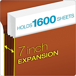 Pendaflex Globe-Weis/Pendaflex Heavy Duty File Wallets, Extra Wide, 7-Inch Expansion, Elastic Cord Closure, Letter Size, Brown, 5-Count (CL1084GLHD)