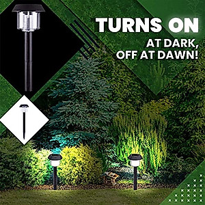 Signature Garden Solar Garden Lights - Auto On/Off Outdoor Bright Solar Pathway Lights - All-Weather/Waterproof Outdoor Solar Lights for Yard, Garden, or Driveway (8-Pack, Black)