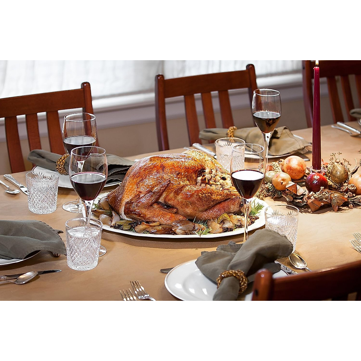 HIC Kitchen Turkey Embossed Serving Platter, Fine White Porcelain, Oversized