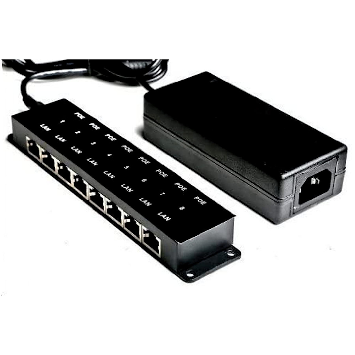 PoE Texas - 8 Port Passive Midspan Injector: Compatible with IEEE 802.3af Power Over Ethernet Devices including Phones Cameras Wifi Access Points and More - WS-POE-8-48v120w