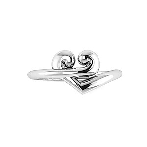 CloseoutWarehouse 925 Sterling Silver Victorian Swirl Heart Ring Size 7