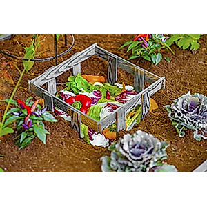 Vita Urbana 3 Foot x 5 Foot Embossed Vinyl Keyhole Garden with Composting Basket, Slate Grey, Gray, PVC, BPA and Pthalate Free, Woodgrain, VT17602