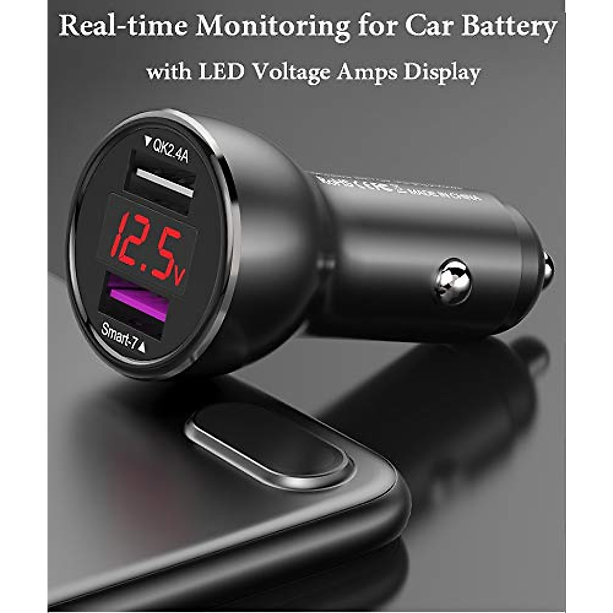 for Huawei Supercharge Car Charger, 9V/2A Car Charger Adapter Quick Fast Charger with USB Type C Super Charging Cable Car Charger for Huawei P40 P30 P20 Pro,Mate 30 20 10 9 (Black with LED Display)