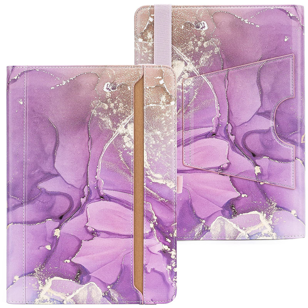 TSPCASE Universal Keyboard Case for 9-11 inch Tablet, Durable PU Leather Cover with Detachable Magnetic Keyboard and Adjustable Silica-Gel Fixing Band (Romantic Purple)