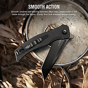 OKNIFE Sentry L2 EDC Folding Pocket Knife, Camping Knife with 3.37 Inches Tanto D2 Steel Blade and G10 Handle for Outdoor, Tactical, Survival
