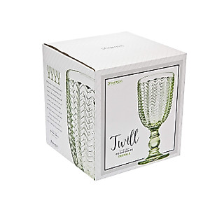 Godinger Twill White Wine Goblet Beverage Glass Cup - Emerald Green - Set of 4