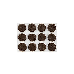 Shepherd Hardware 9958 1/2-Inch Self-Adhesive Felt Furniture Pads, 24-Pack, Brown