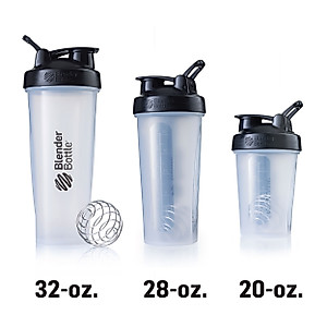 BlenderBottle Classic Loop Top Shaker Bottle, 20-Ounce, Clear/Black