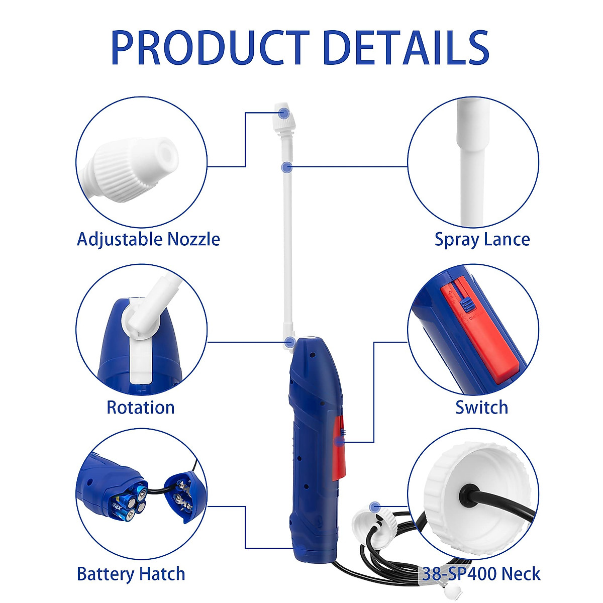 Battery Power Sprayer with Holster Multi-Purpose Foldable Sprayer Easily Attaching to Most Gallon Jugs for Gardening,Lawn and Disinfecting